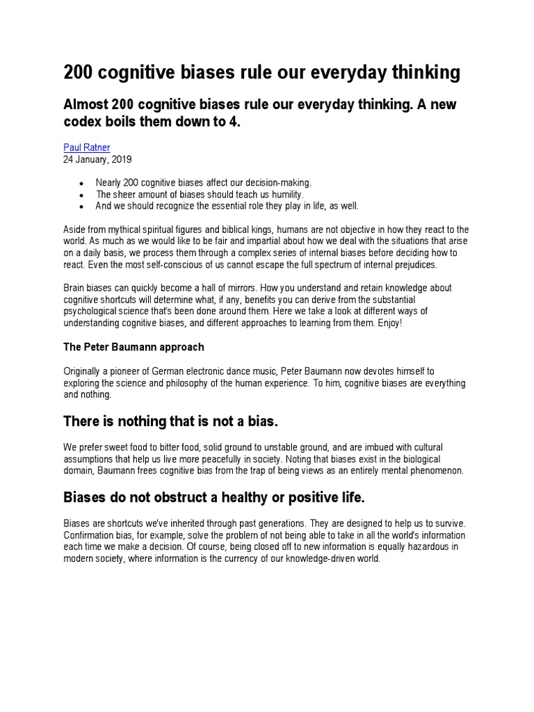 200 Cognitive Biases Rule Our Everyday Thinking | PDF | Bias | Thought