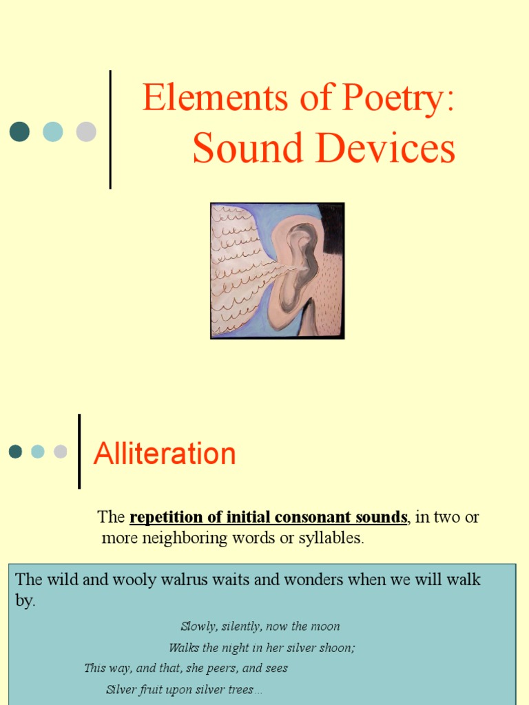 Elements of Poetry:: Sound Devices | PDF | Metre (Poetry) | Poetry