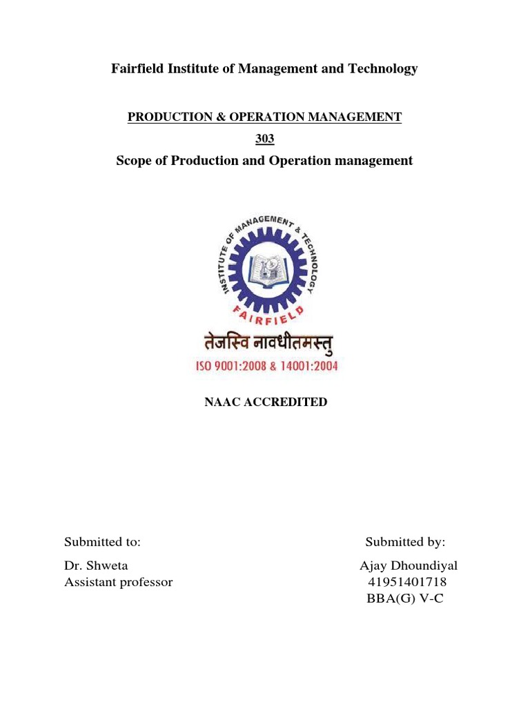 303 Production and Operation Management Ajay PDF | Download Free PDF ...
