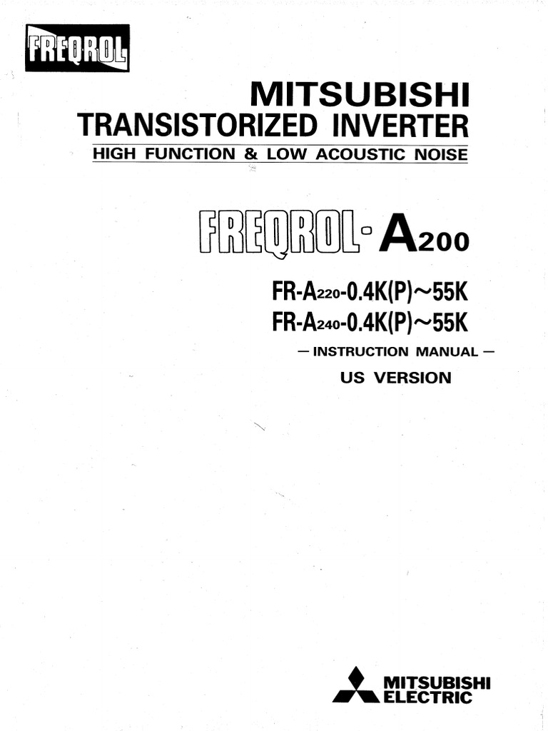 Mitsubishi A200 Inverter Manual | PDF | Power Supply | Power Inverter