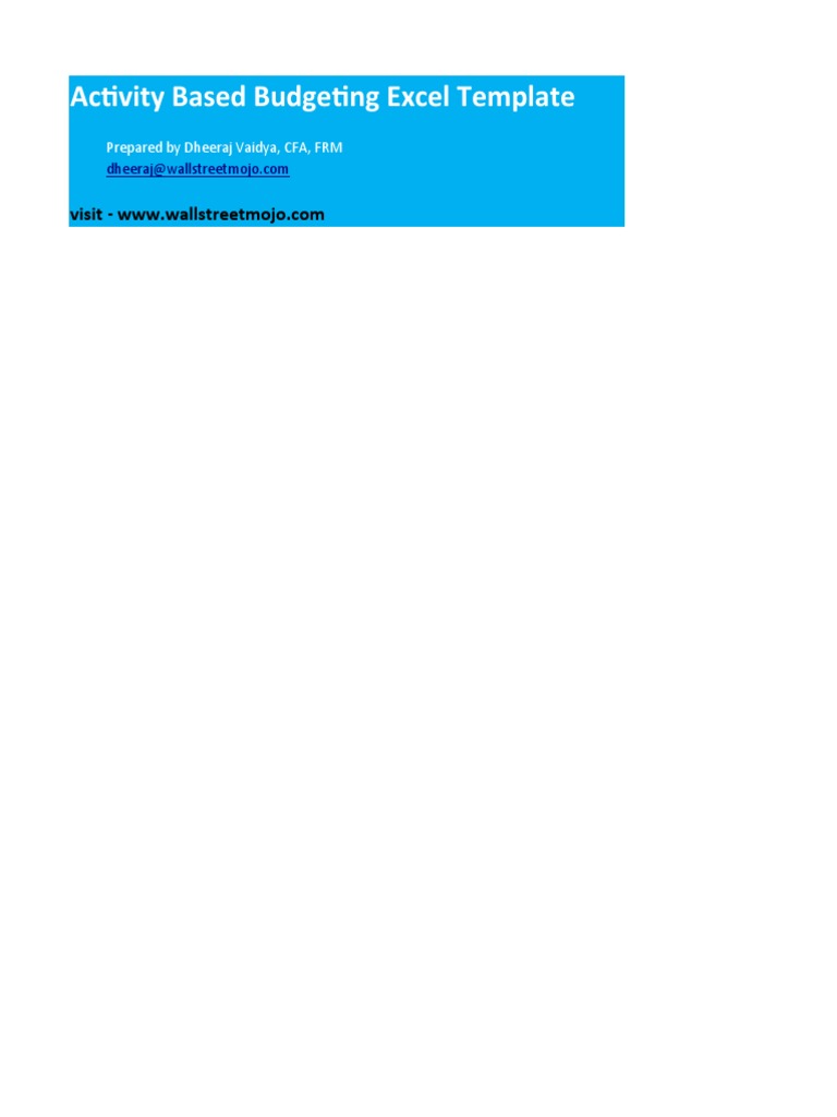 Activity Based Budgeting Template Excel | PDF