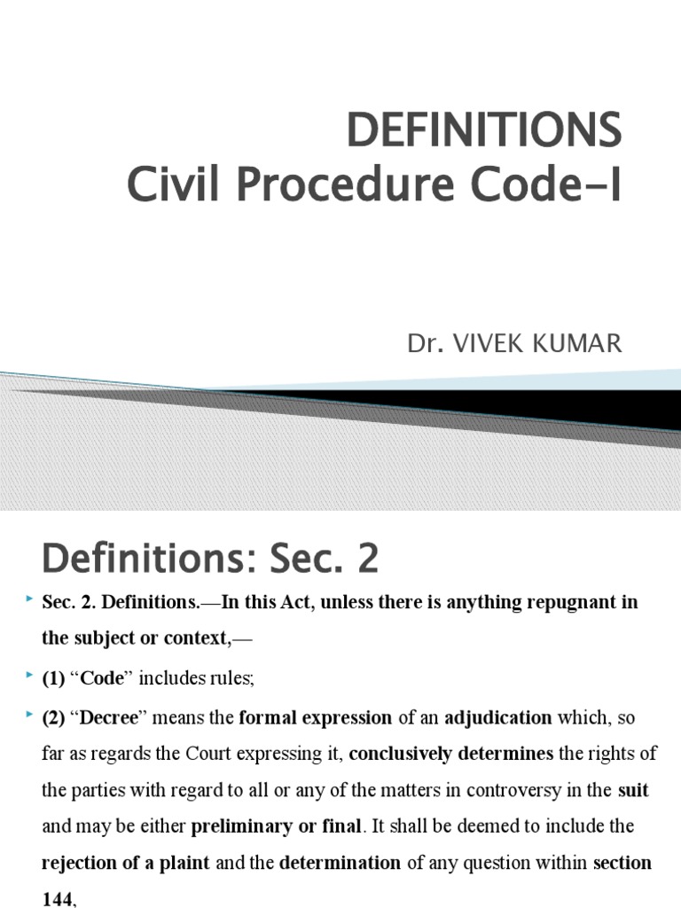 Definition Civil Procedure Code-I | PDF | Decree | Lawsuit