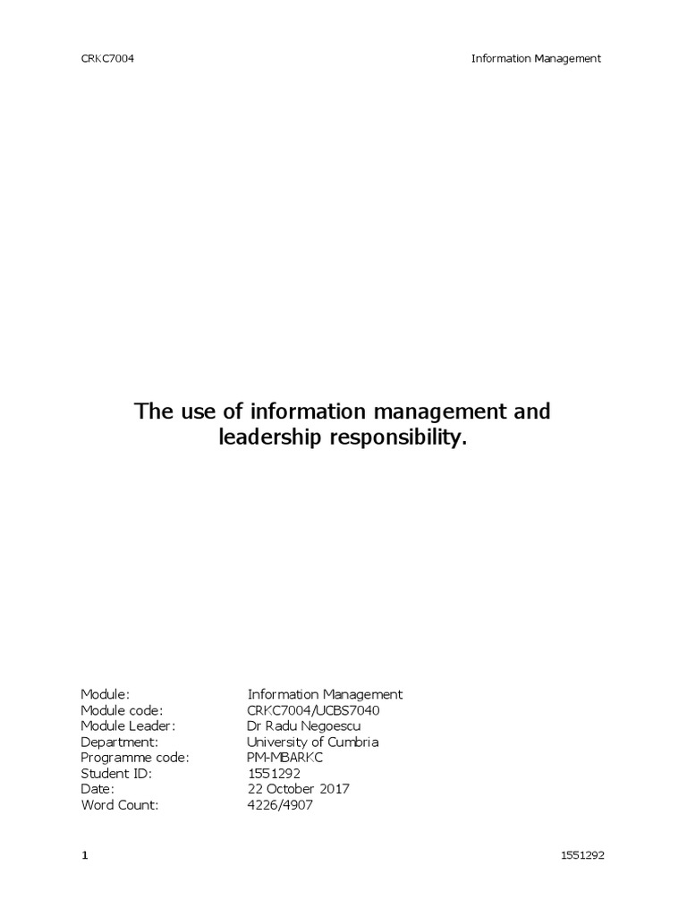 The Use of Information Management and Le | PDF | Computer Security ...