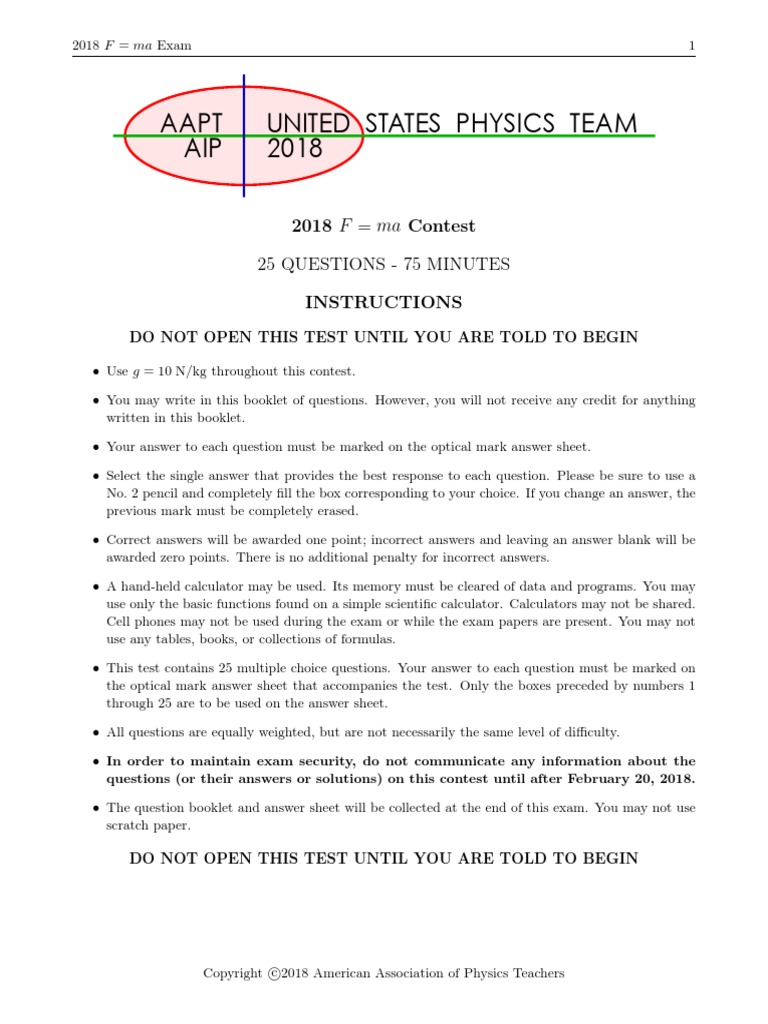 Fma 2018 A Solutions PDF | PDF | Collision | Momentum