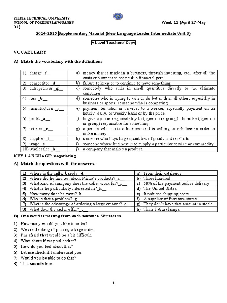 New Language Leader Intermediate Supp - Mat - A Level Unit 8 ...