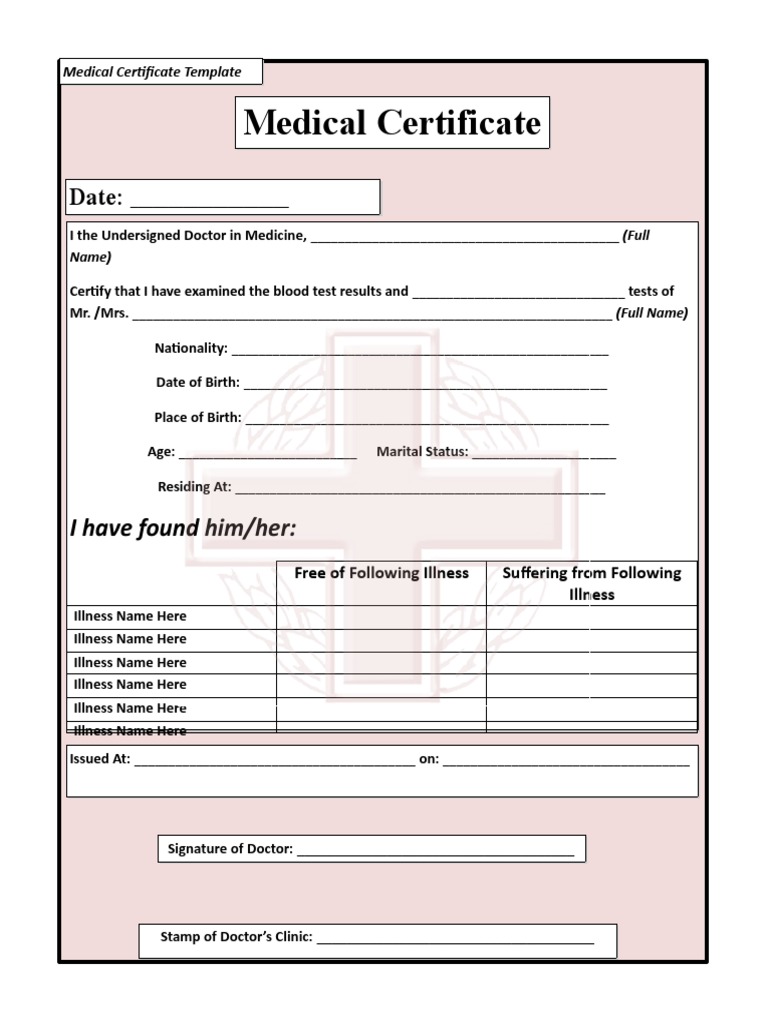 Medical Certificate Template | PDF