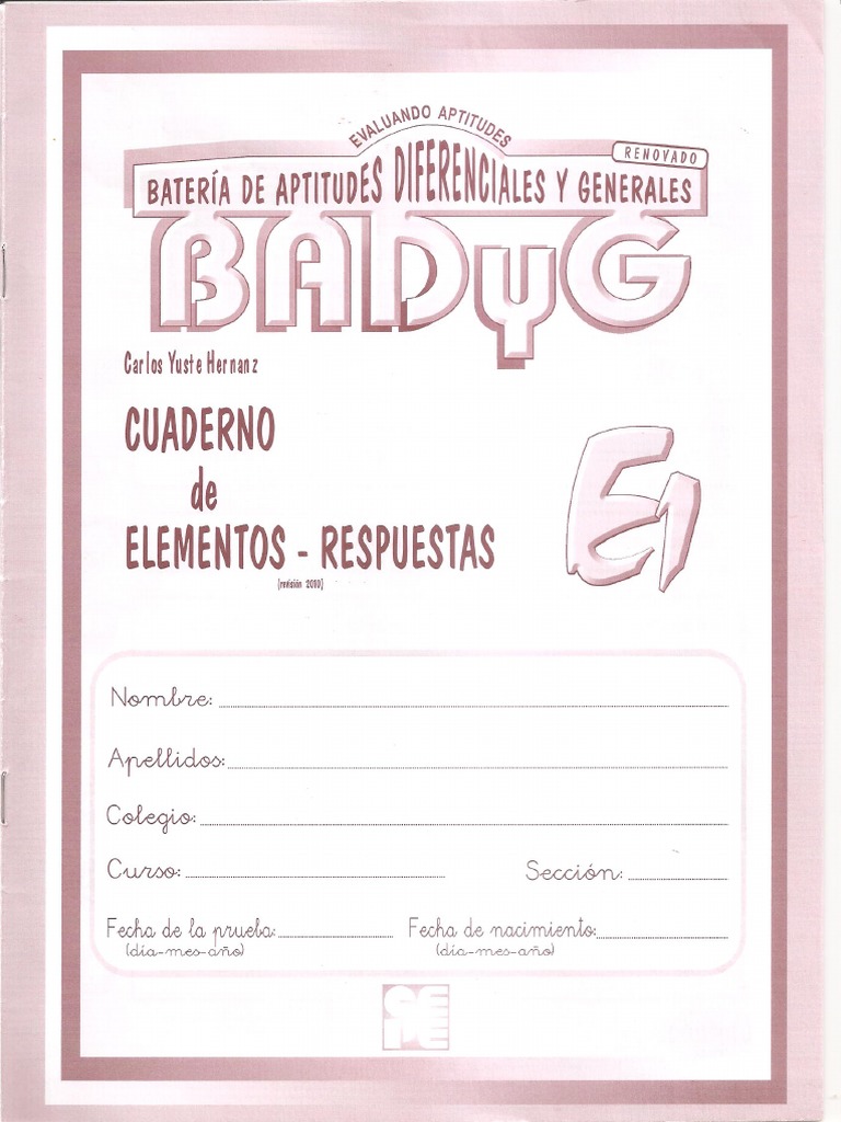 BADyG E1 Cuaderno de Respuestas | PDF