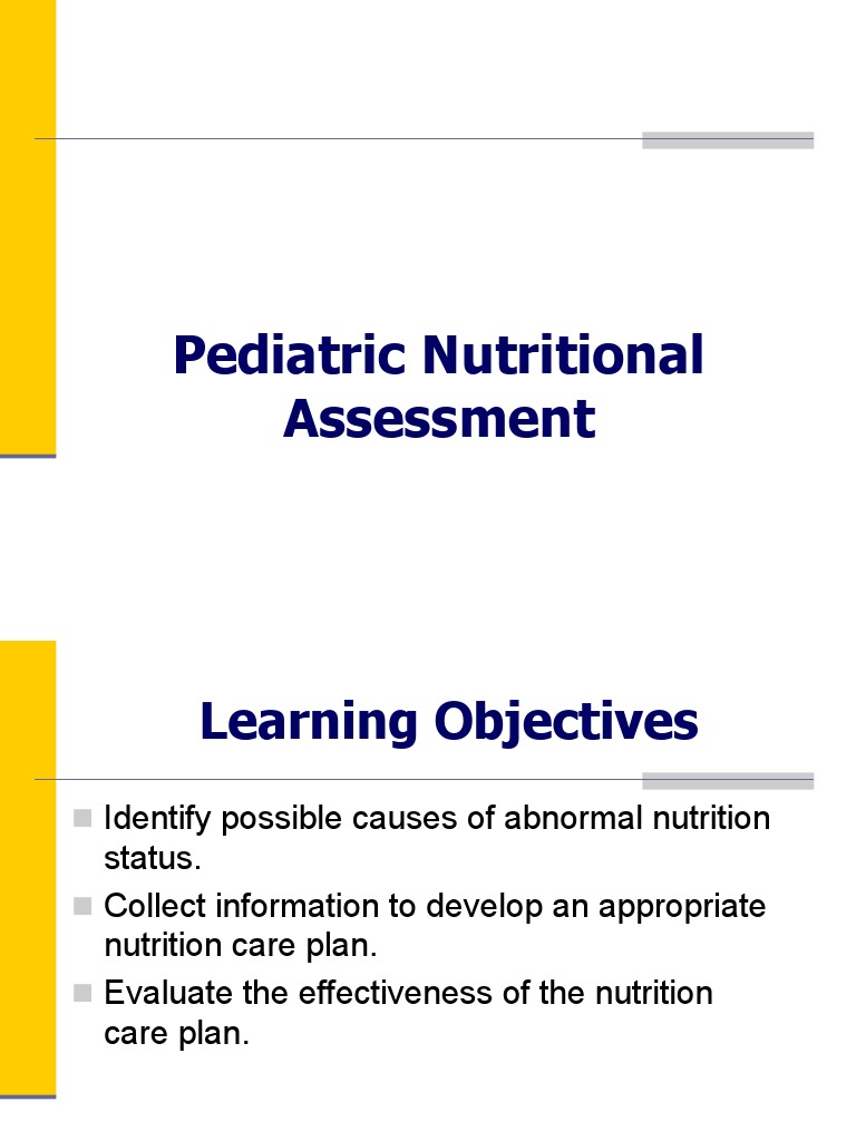 Pediatric Nutritional Assessment | PDF | Body Mass Index | Dietitian
