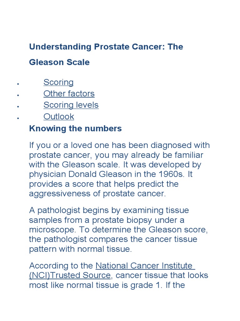 Prostate Cancer: Understanding the Gleason Scale | PDF | Prostate ...