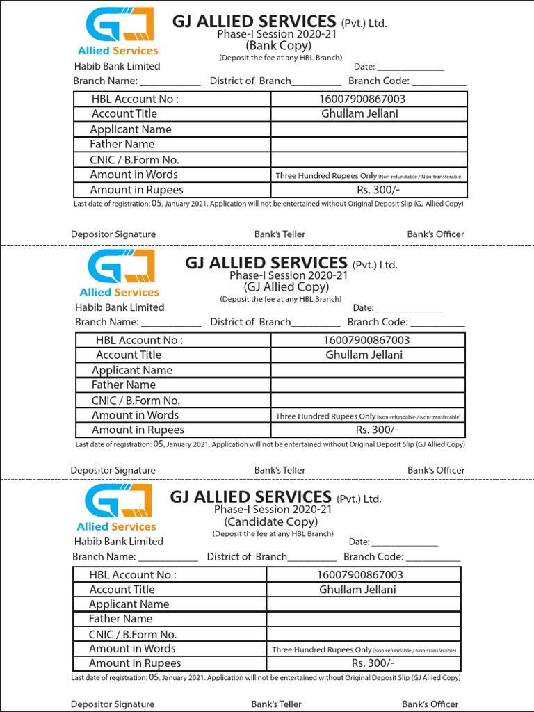 Applicant Name Father Name CNIC / B.Form No. Amount in Words Amount in ...