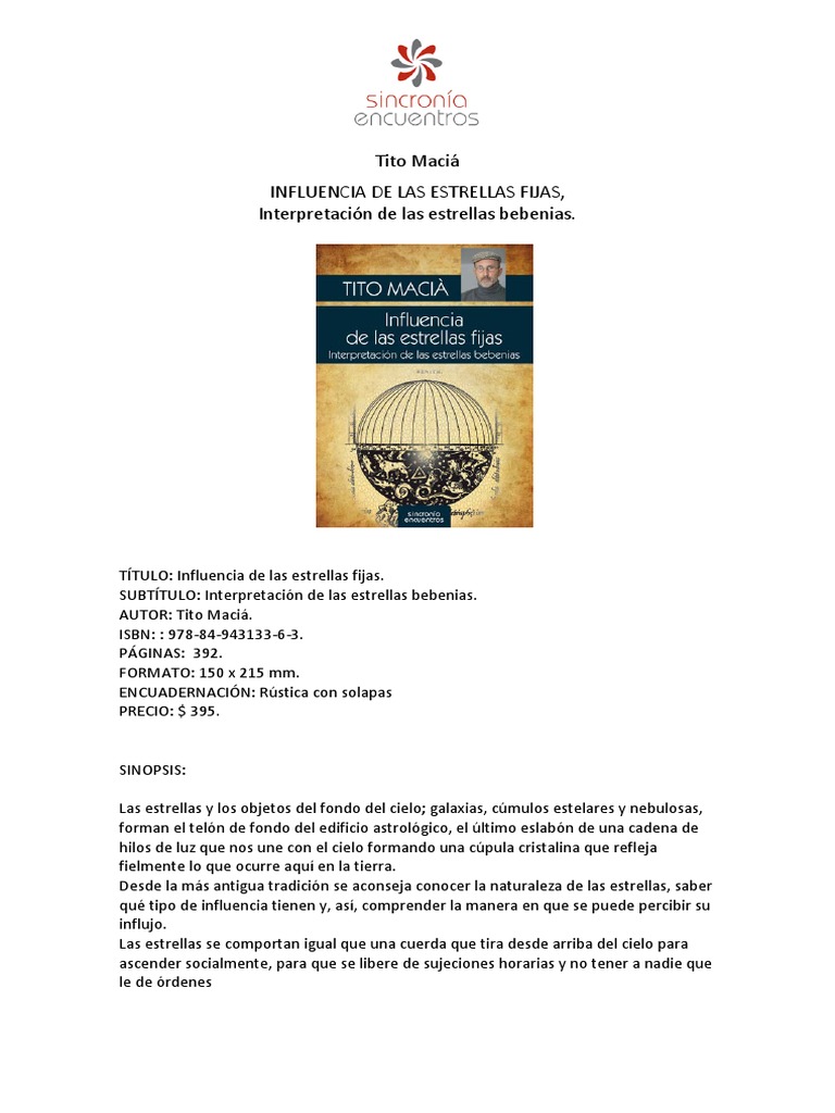 Ficha Técnica INFLUENCIA ESTRELLAS FIJAS PDF | PDF | Estrellas | Astrología