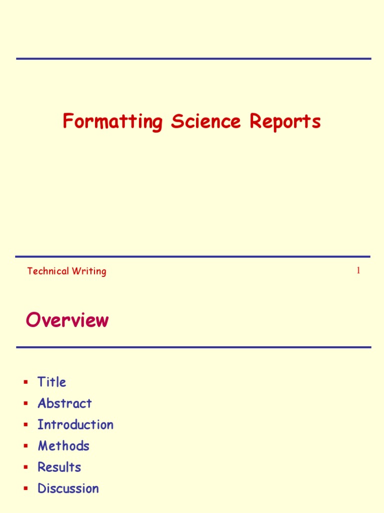 Formatting Science Reports: Technical Writing 1 | PDF | Experiment ...
