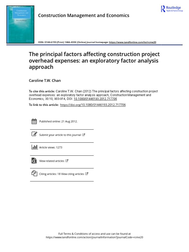 Factors Affecting Construction Project Overhead Expenses | PDF | Factor ...