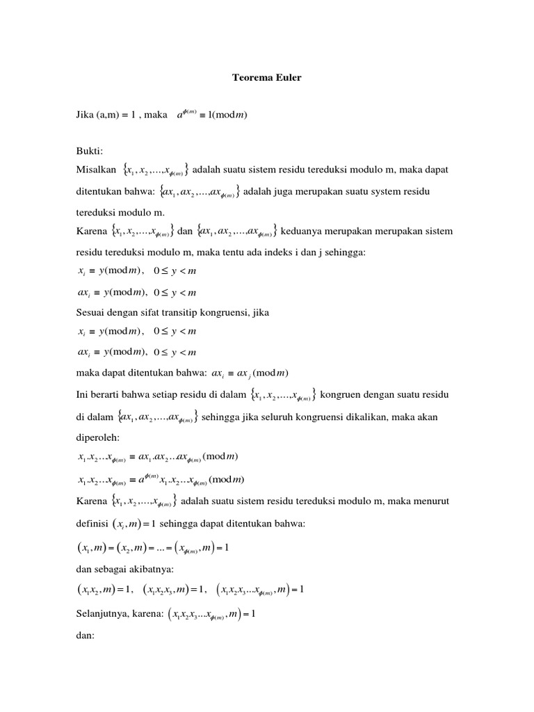 Teorema Euler Pdf Metode And Bahan Ajar 9156