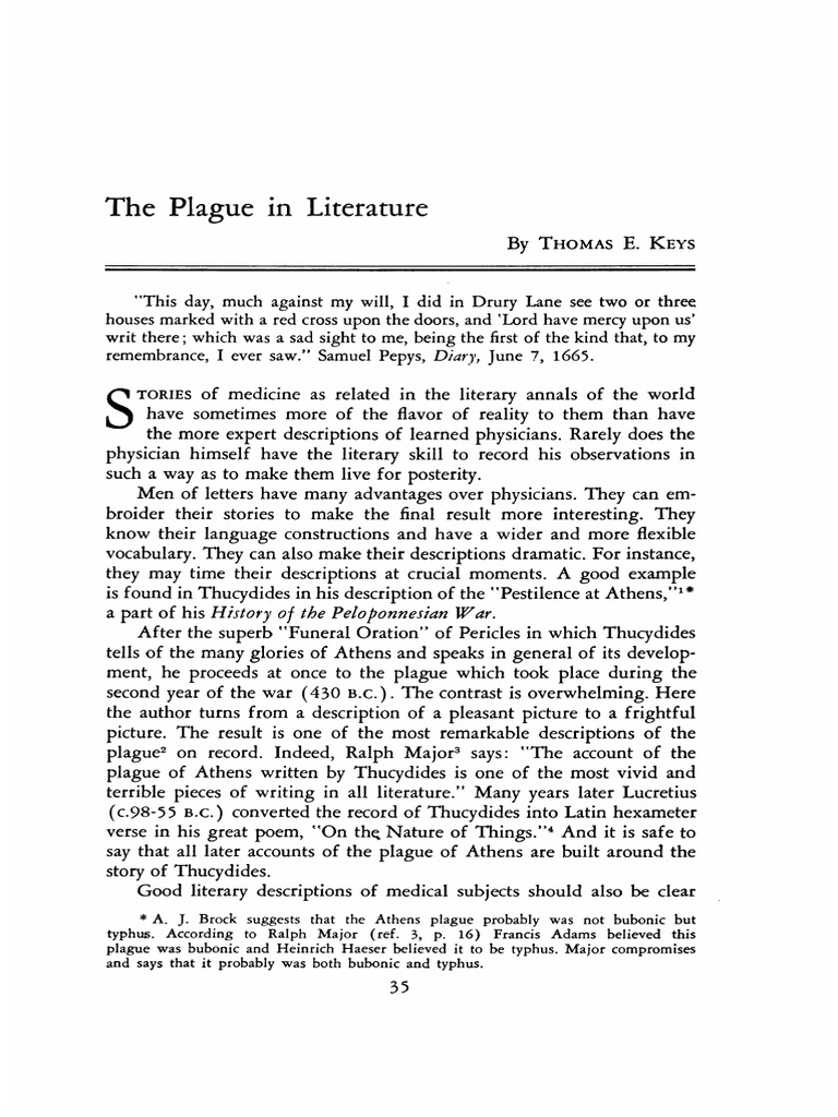 Keys, E. Thomas. The Plague in Literature. | PDF | The Decameron ...