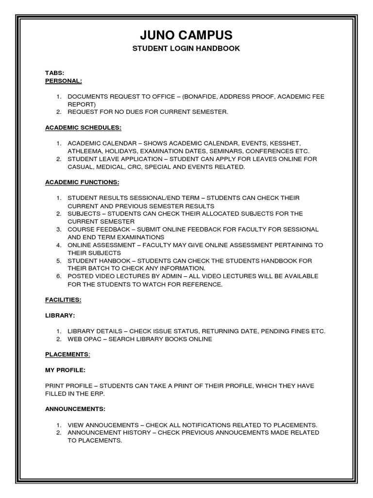 Juno Campus - Student Login Manual | PDF | Academic Term | Computing