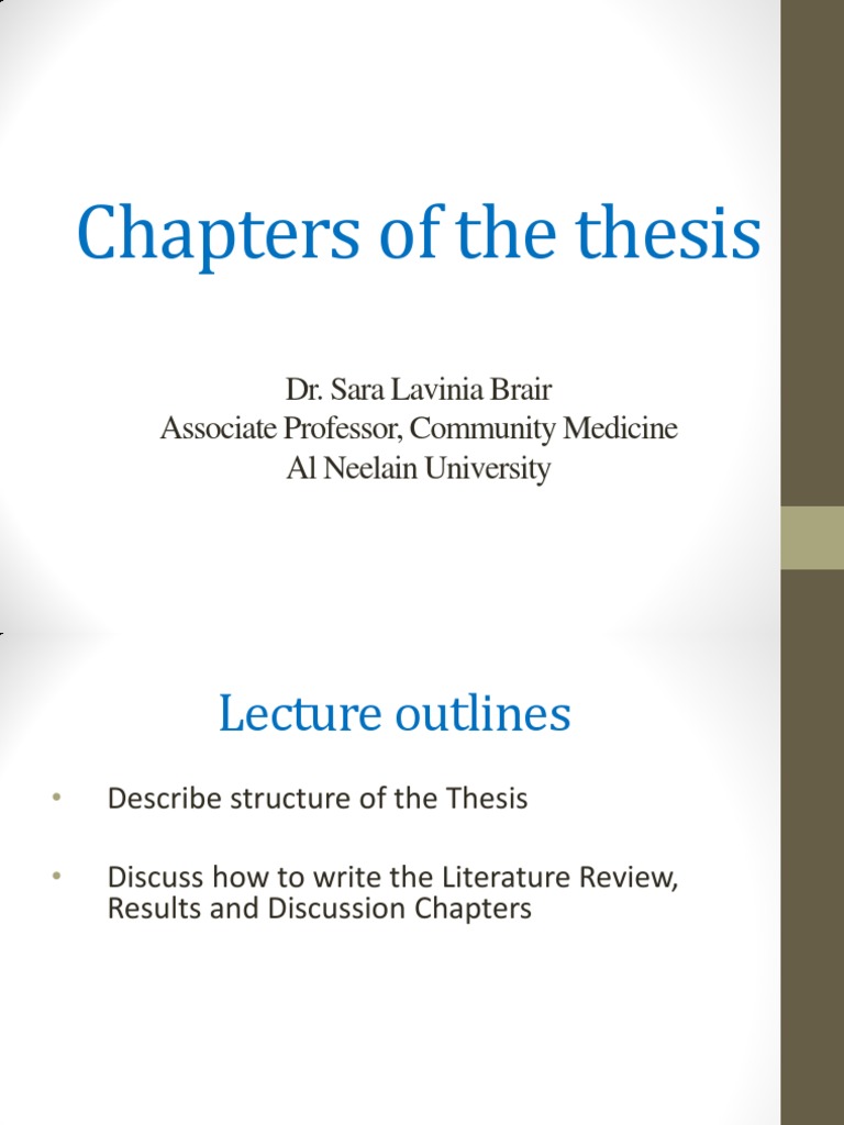 Chapters of The Thesis: Dr. Sara Lavinia Brair Associate Professor ...