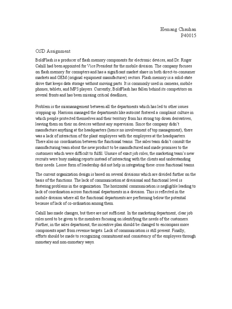 Hemang Chauhan P40015 OSD Assignment | PDF | Flash Memory | Sales