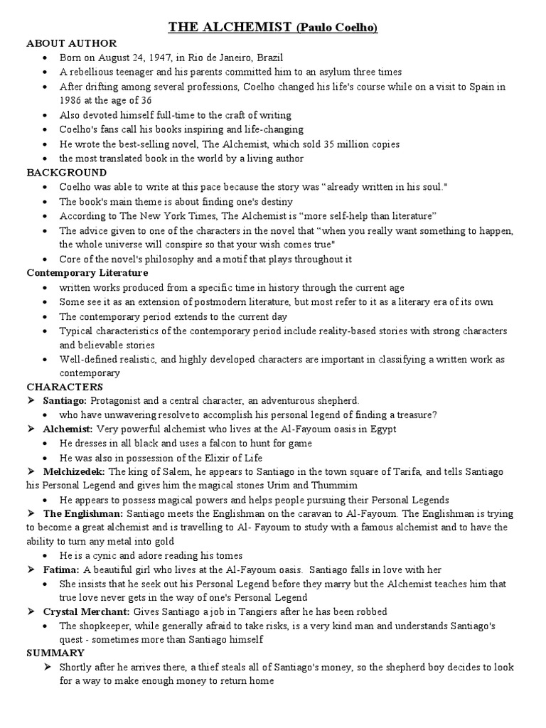 The Alchemist: Themes and Summary | PDF