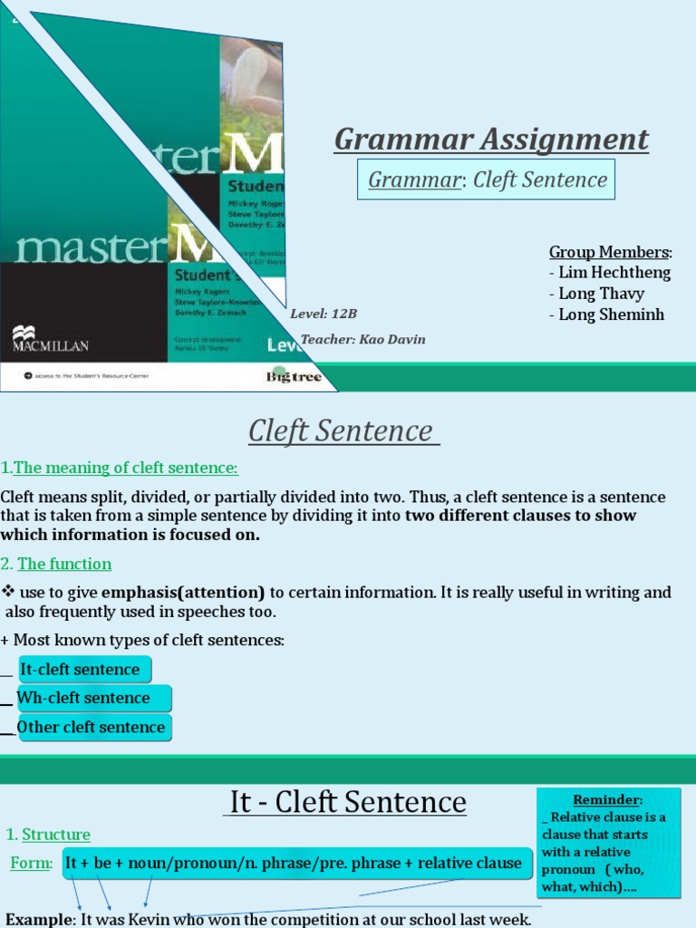 A2 - Cleft Sentence | PDF | Sentence (Linguistics) | Subject (Grammar)