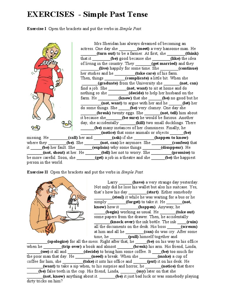 EXERCISES - Simple Past Tense: Exercise I Open The Brackets and Put The ...