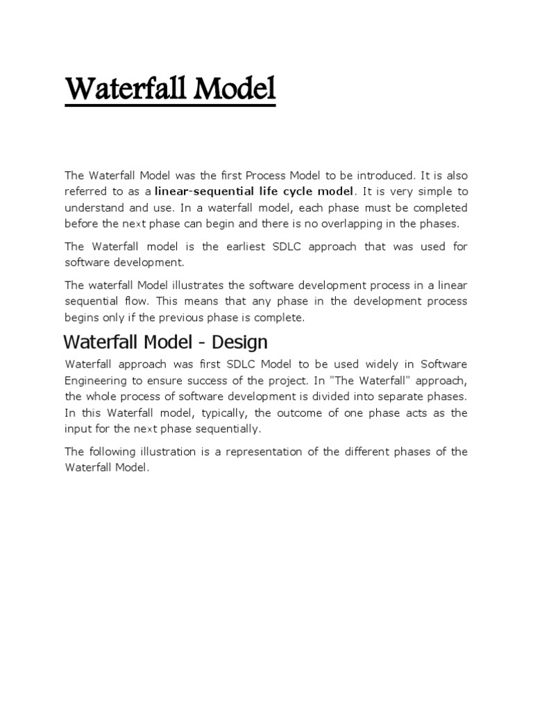 Overview of the Waterfall Model | PDF | Software Development Process ...