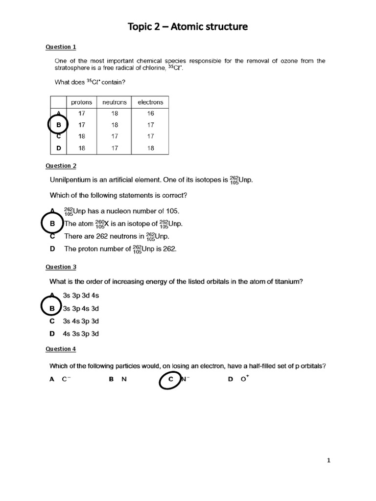 Atomic Structure MCQ PDF | PDF