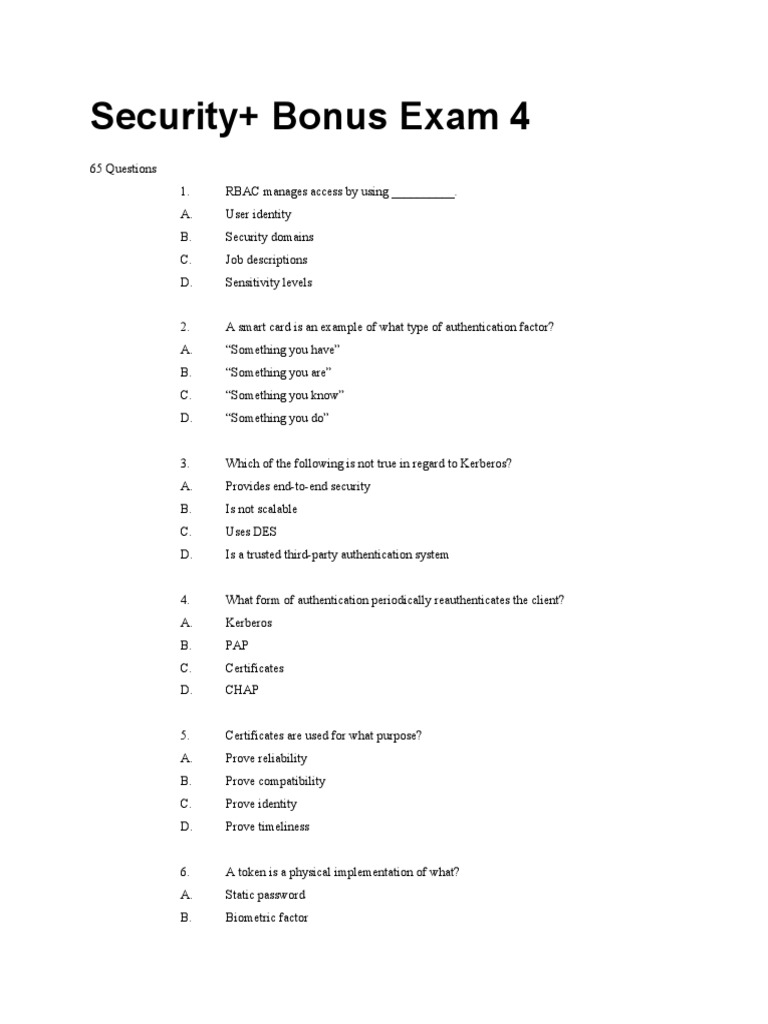 Security+ Exam 4: 65 Practice Questions | PDF | Transport Layer ...