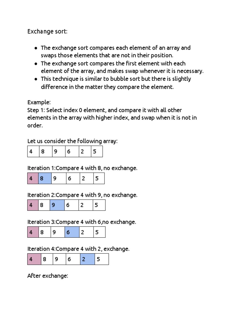 Exchange Sort | PDF | Array Data Structure | Mathematical Logic