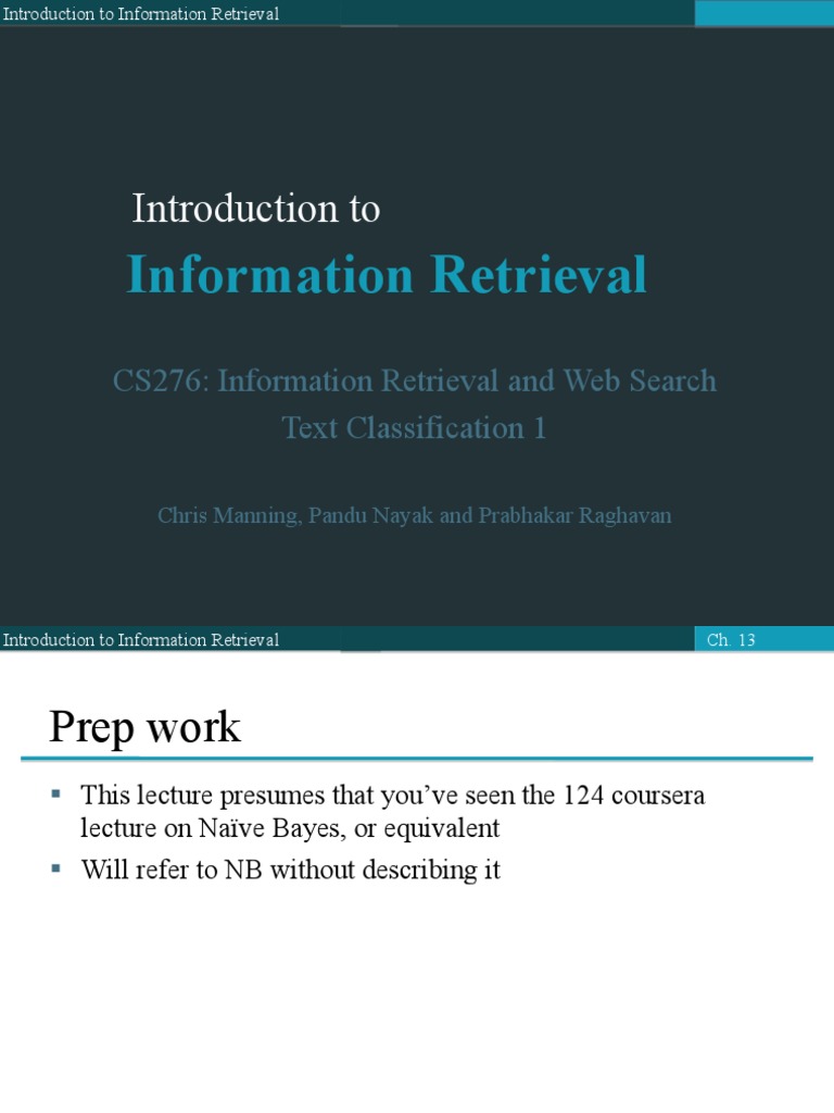Introduction To: Information Retrieval | PDF | Statistical Classification | Cybernetics