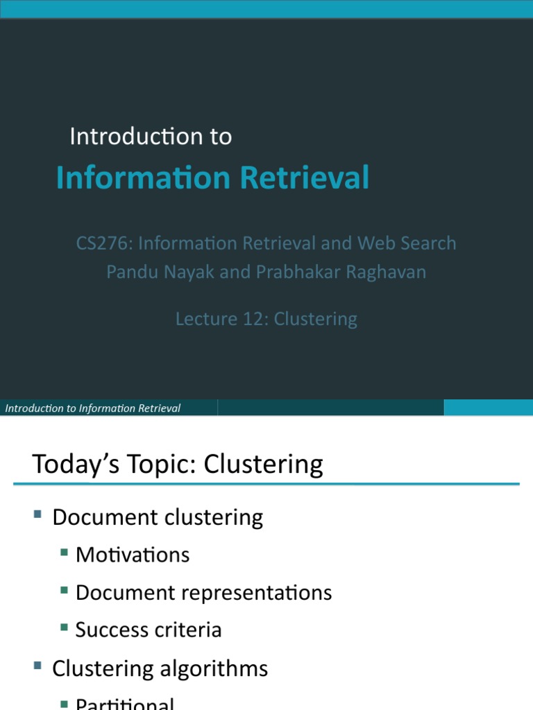 Introduction To: Information Retrieval | PDF | Cluster Analysis ...