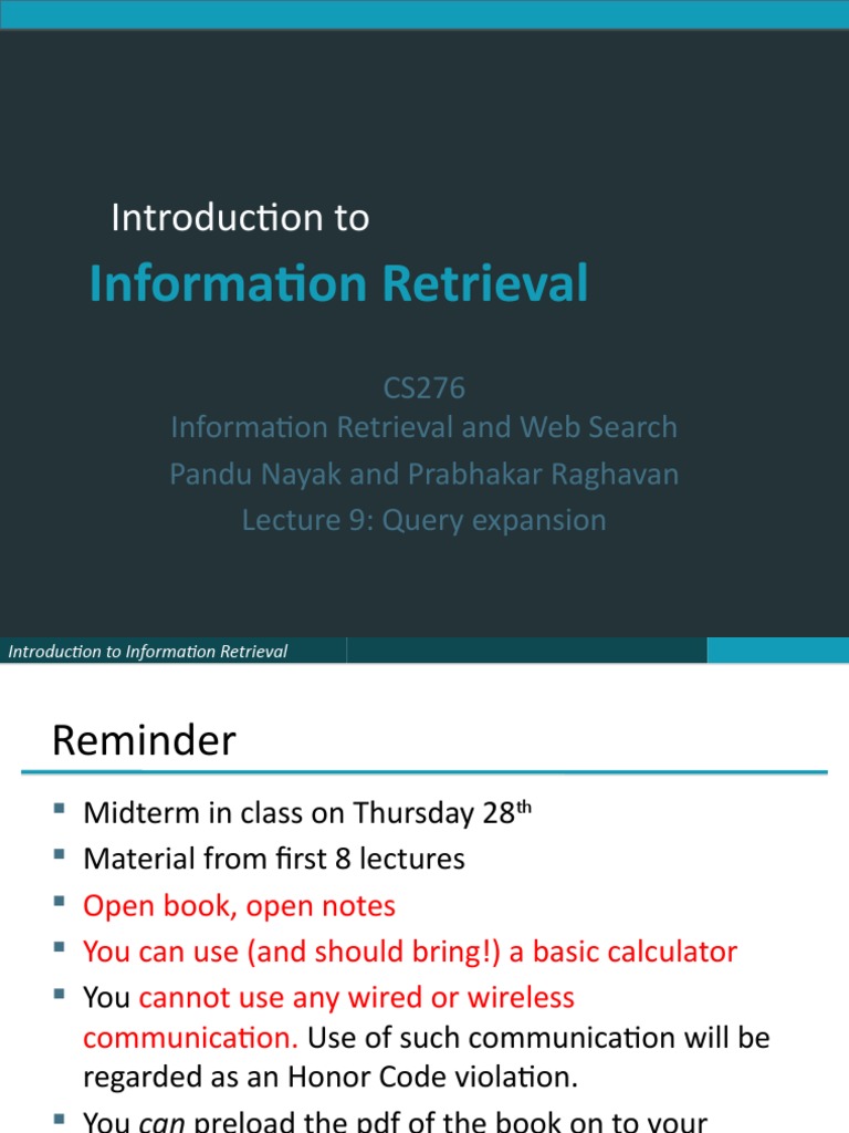 Introduction To: Information Retrieval | PDF | Information Retrieval ...