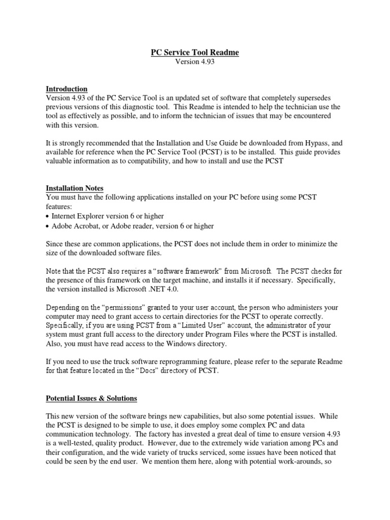 Hyster PCST Readme-EN PDF | PDF | Personal Computers | Computer Engineering