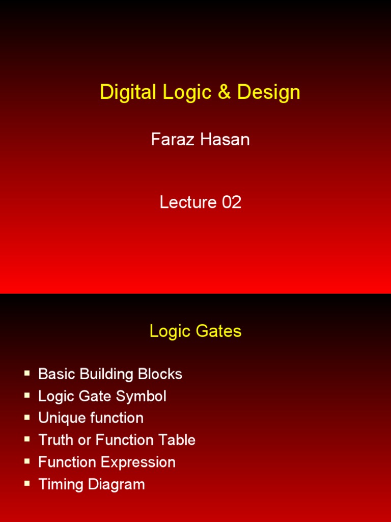 Digital Logic Design Lecture 2 Pdf Logic Gate Boolean Algebra