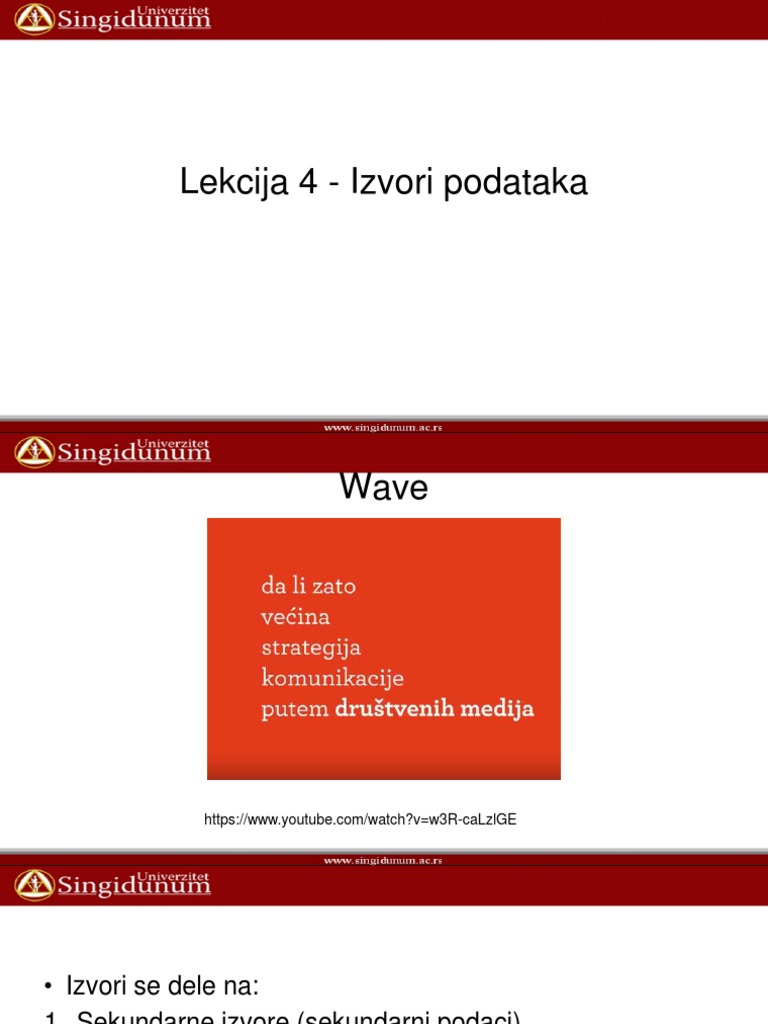 Lekcija 4 - Izvori Podataka - Sekundarni Podaci 2018 | PDF