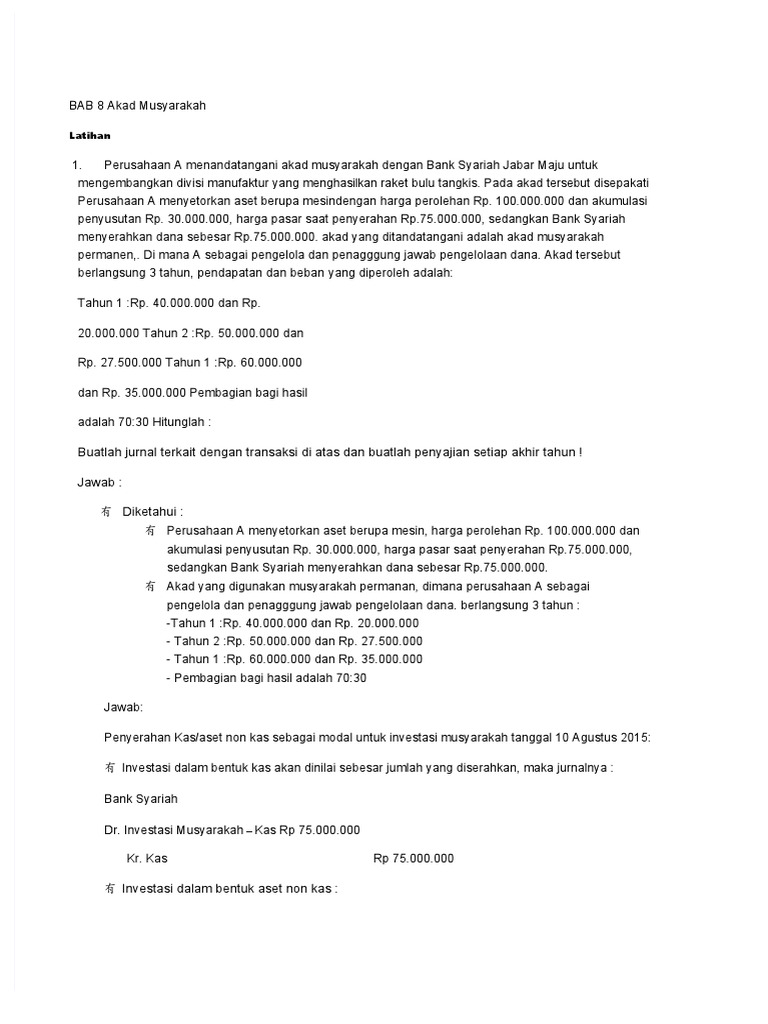 Kunci Jawaban Akad Musyarakah | PDF
