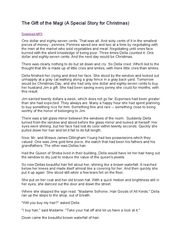 The Gift of the Magi: O. Henry's Christmas Tale | PDF | Mystery ...