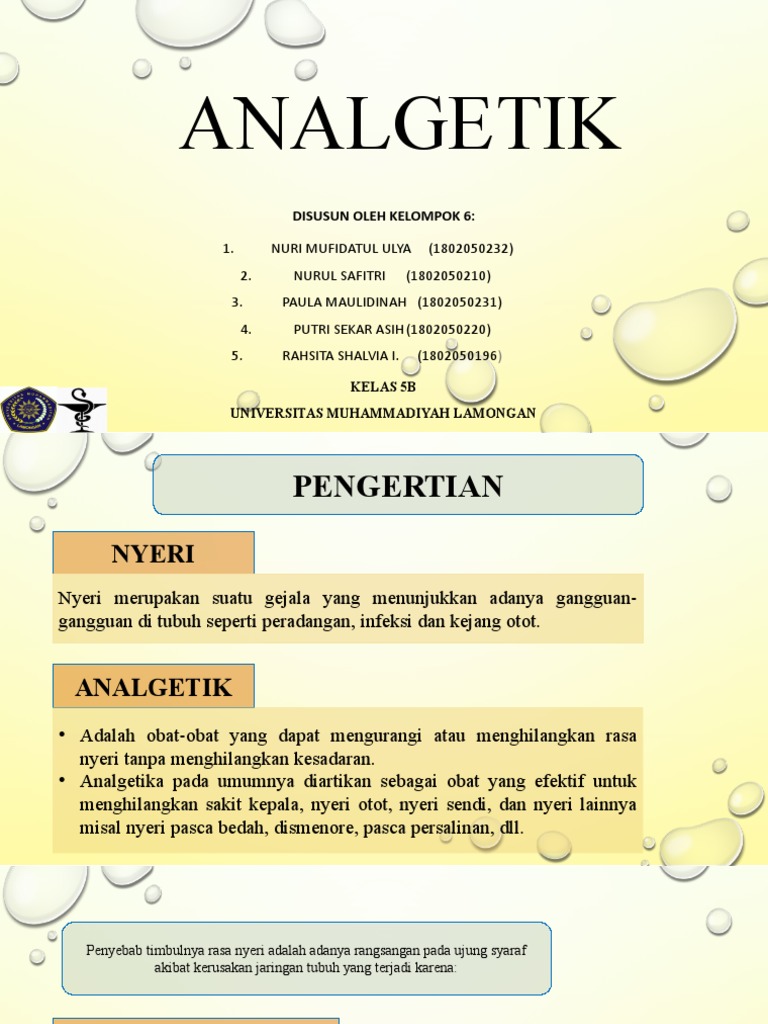 Pengertian dan Klasifikasi Analgetik | PDF