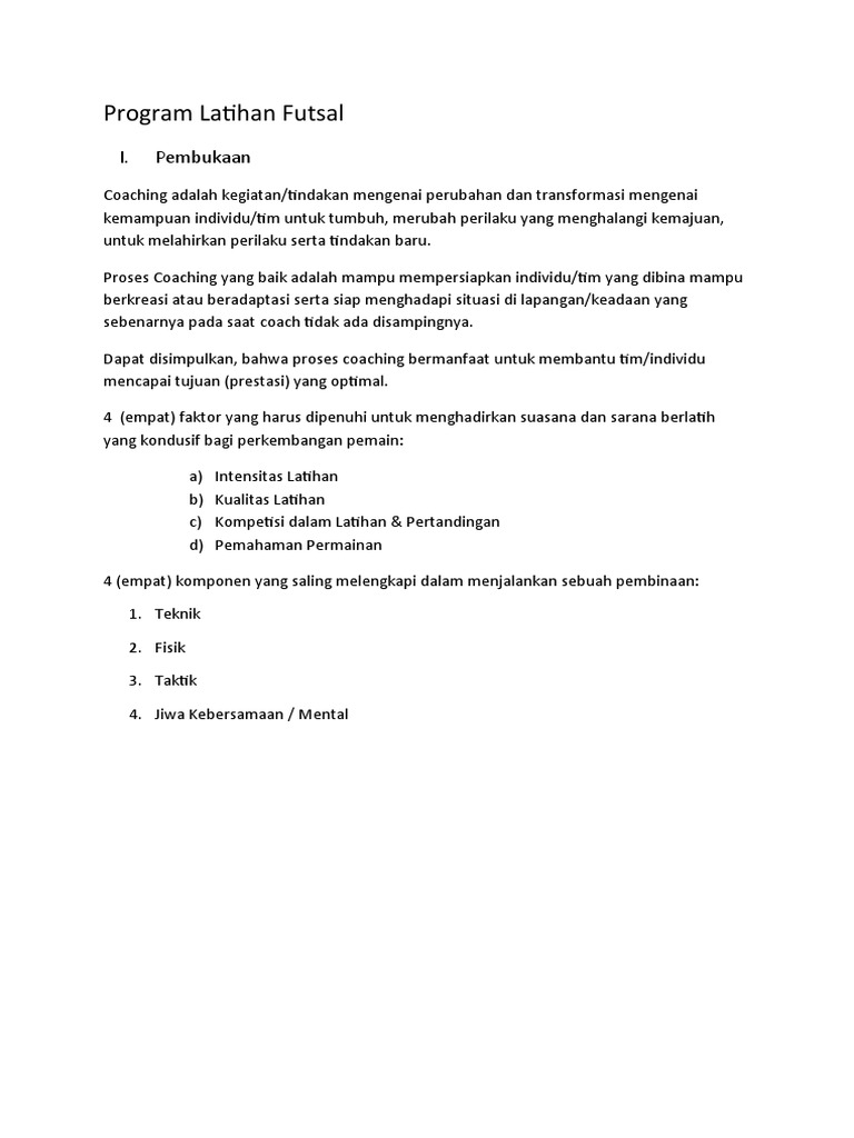 Program Latihan Futsal | PDF