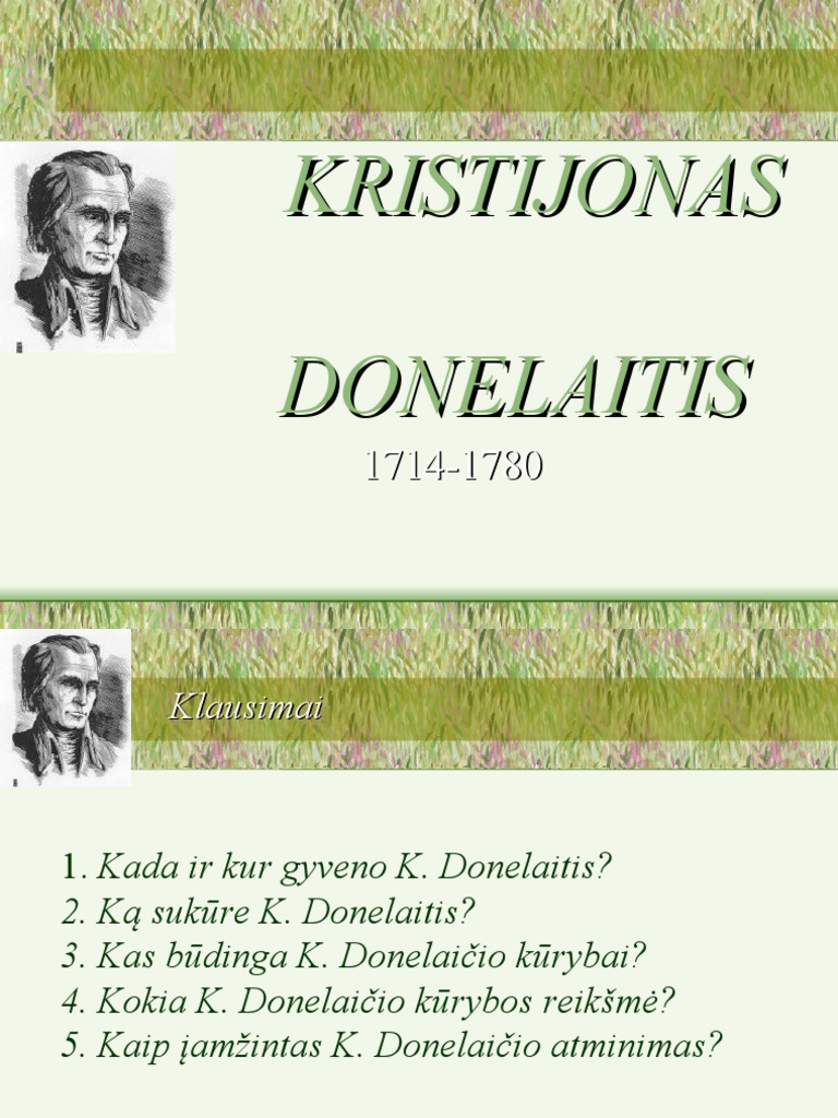 Donelaitis 1 Pamoka Skaidres | PDF