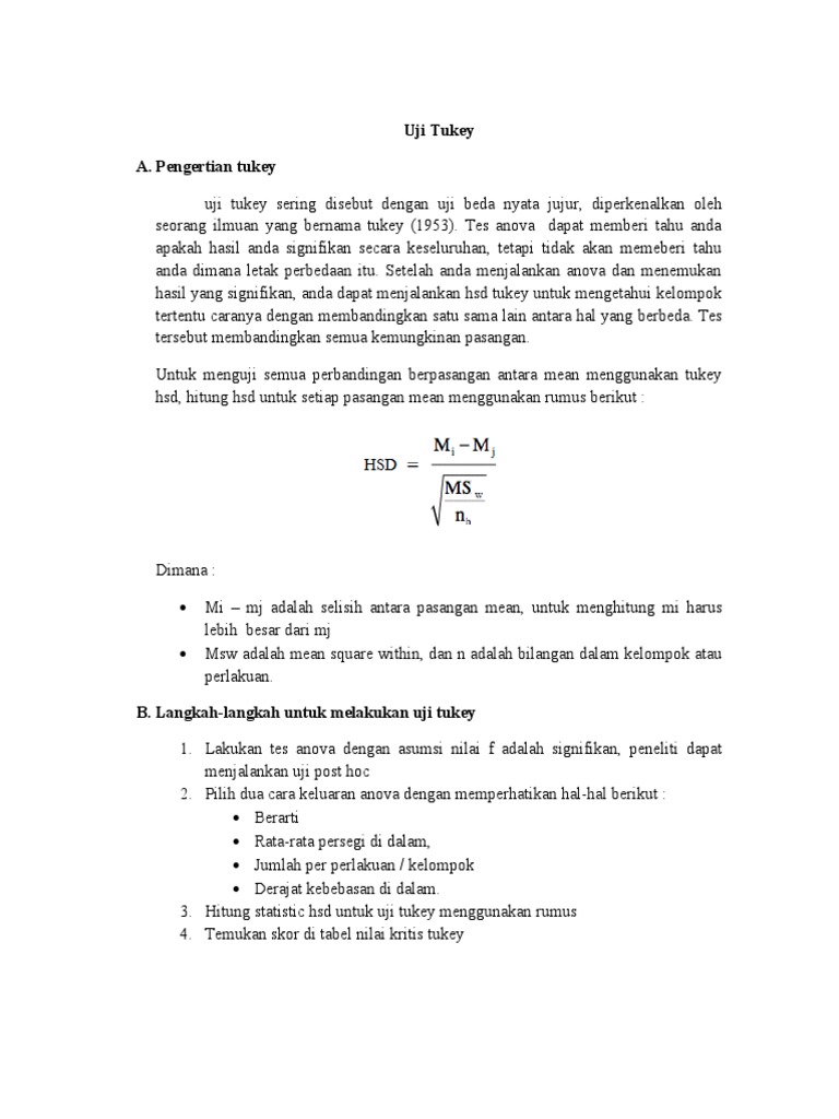 Panduan Uji Tukey dalam SPSS | PDF