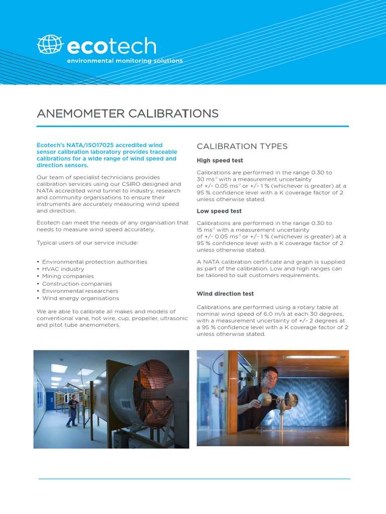 Anemometer Calibrations: Calibration Types | PDF | Wind Speed | Calibration