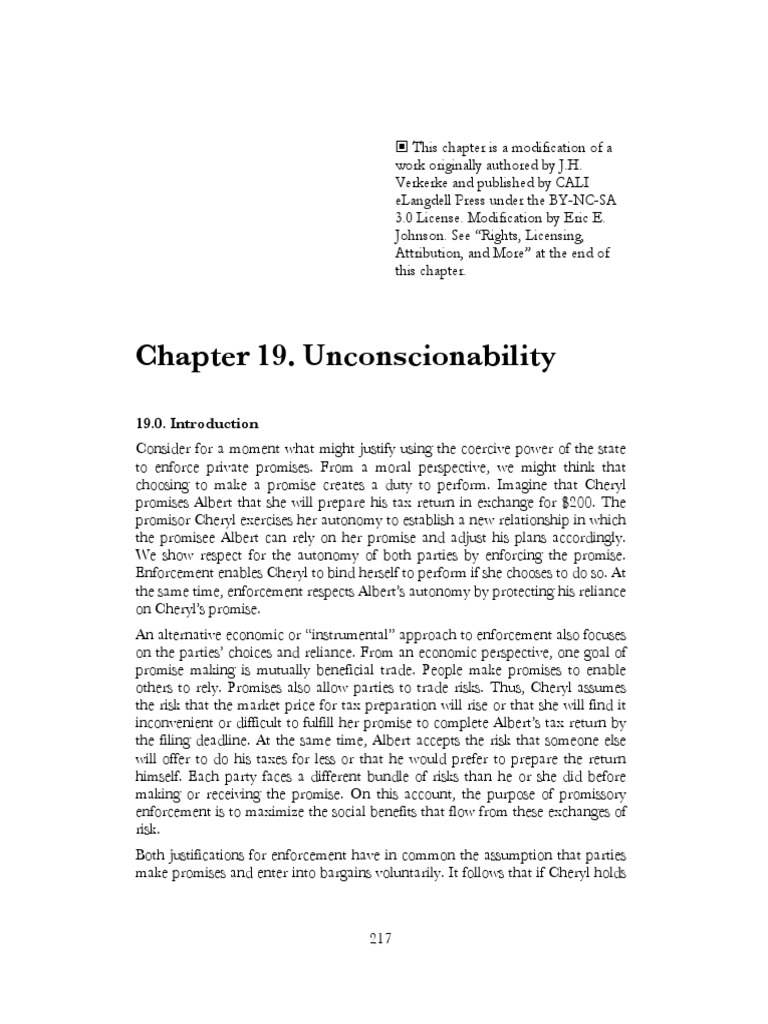 Chapter 19. Unconscionability | PDF | United States Courts Of Appeals ...