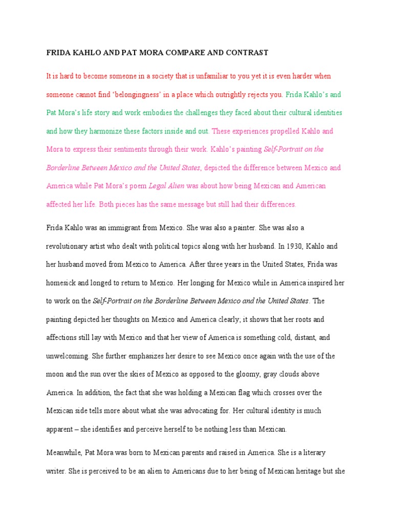 Frida Kahlo and Pat Mora | PDF | Mexico | Identity (Social Science)