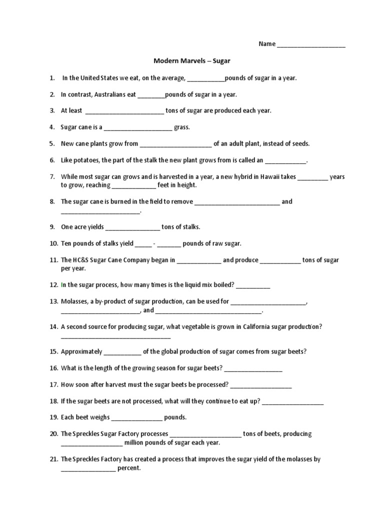 Modern Marvels - Sugar | Download Free PDF | Sugar Beet | Sugarcane