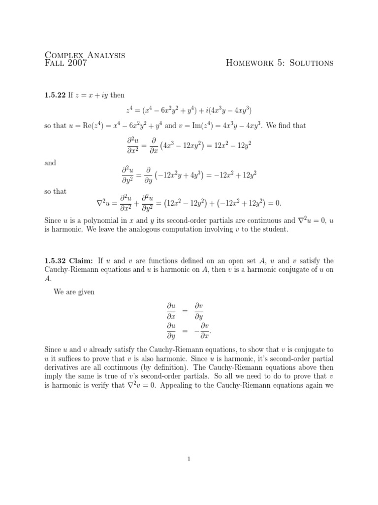 Complex Analysis Fall 2007 Homework 5: Solutions | PDF | Logarithm ...