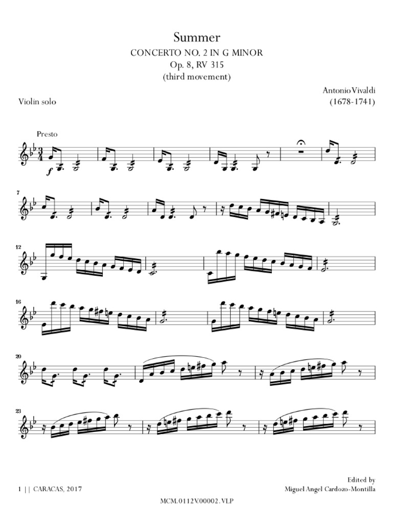 Vivaldi Summer Third - Movement Violin - Solo PDF | PDF