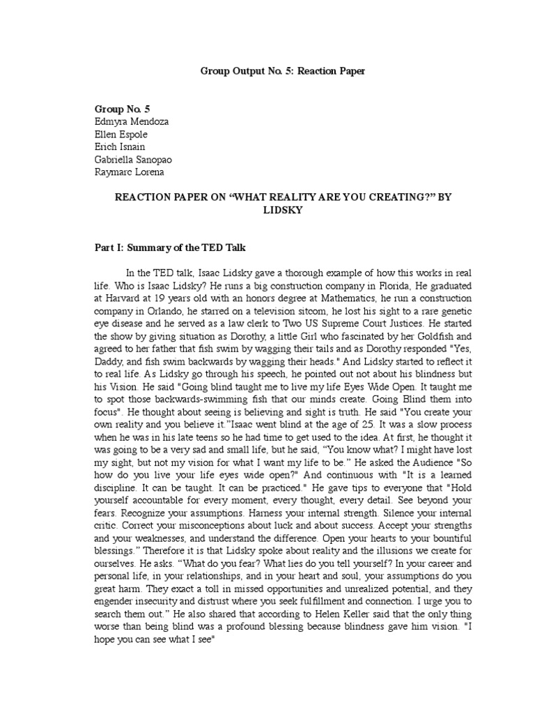 CAS - Comprehensive Reaction Paper | PDF | Visual Perception | Visual ...