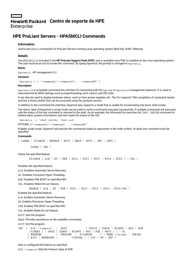 HPASMCLI Commands for Linux Servers | PDF | Booting | Command Line ...