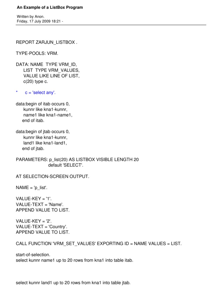 An Example of A Listbox Program | PDF